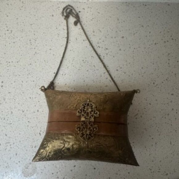 Bags | Antique 192s Art Deco Brass Copper Metal Pillow Purse Fully ...